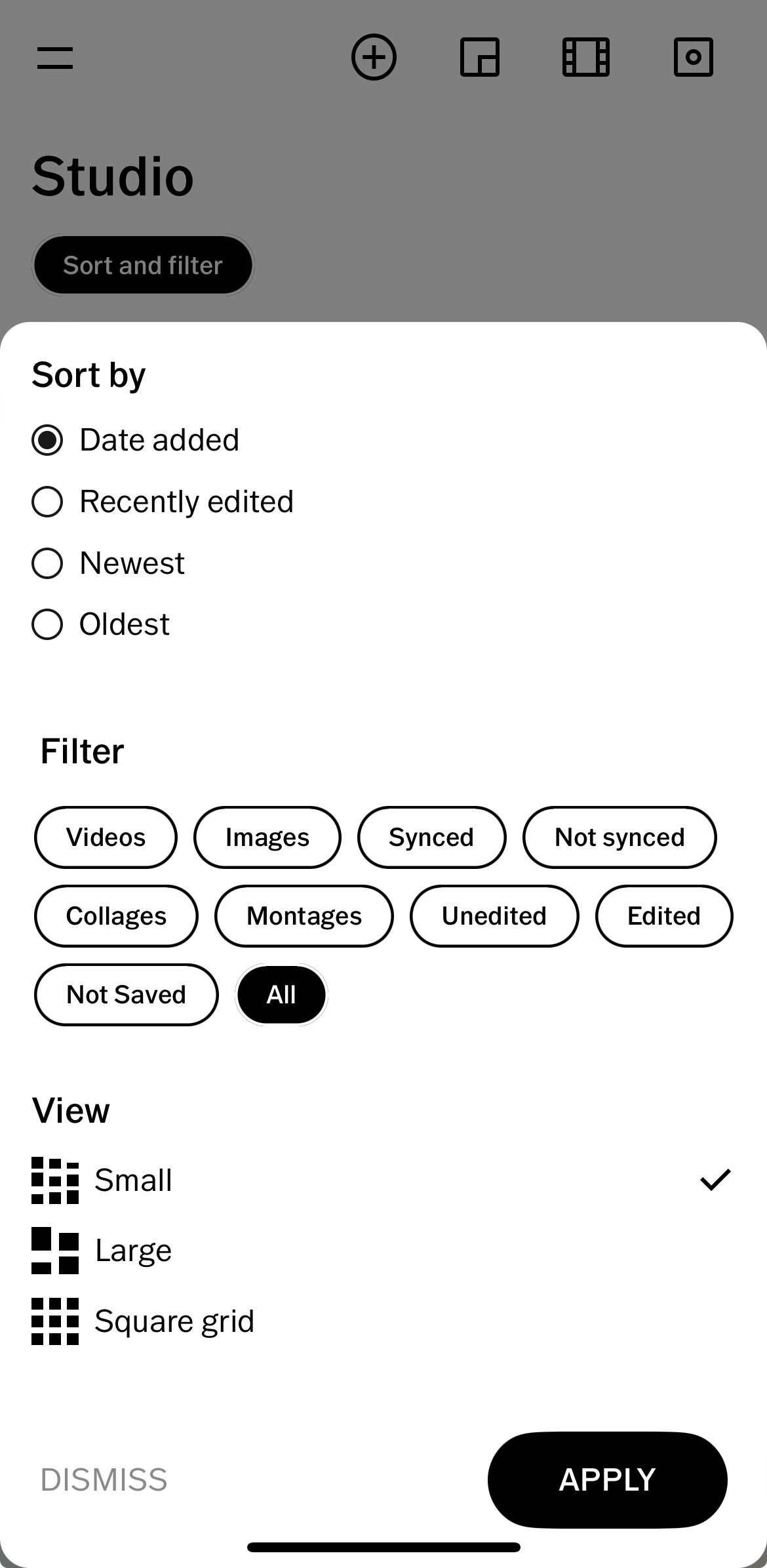 Studio Sorting and Filter Feature (iOS Only) – The VSCO Help Center